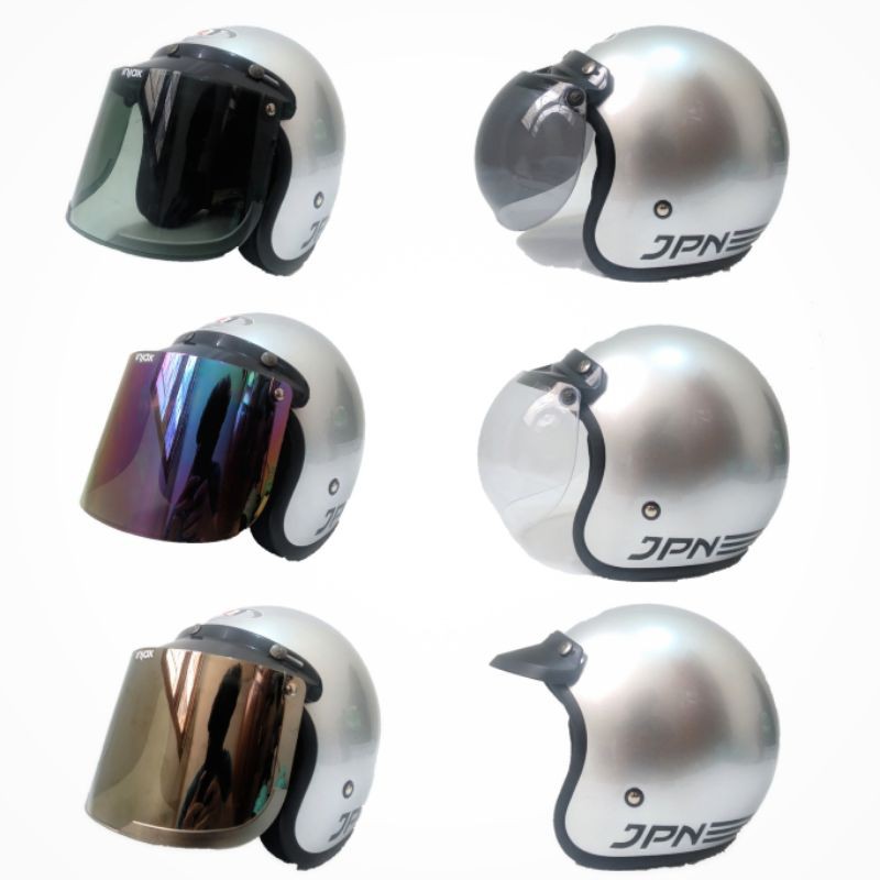 Jual Helm Bogo JPN Retro Arc Silver Metalik | Shopee Indonesia