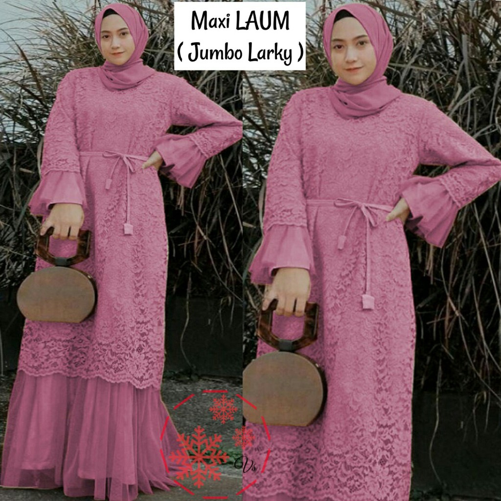 Jual ESHAL WEAR DRESS MUSLIMAH GAMIS BRUKAT UKURAN JUMBO LAUMY | Shopee Indonesia