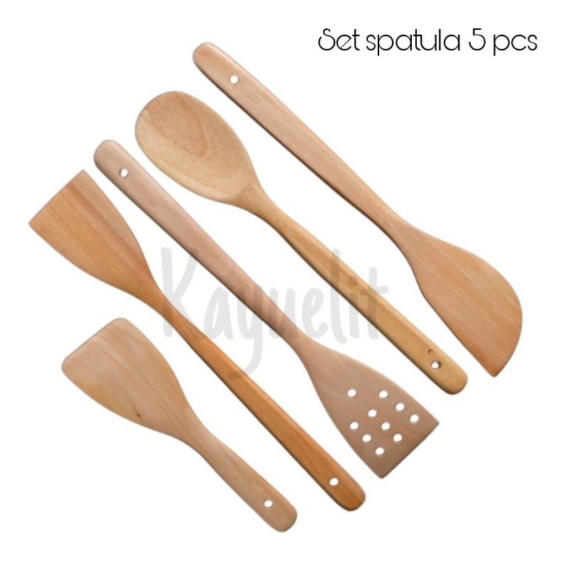 Jual 1 set dapat 5 item / set alat masak kayu / sutil / sodet / solet ...