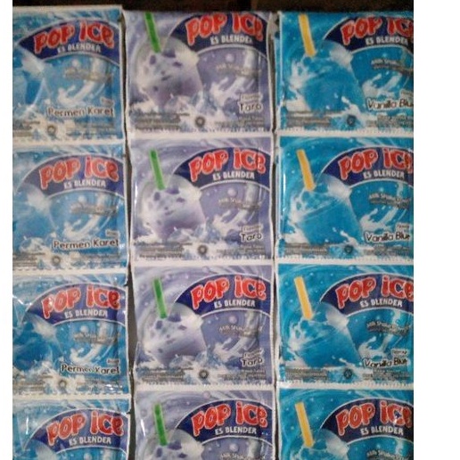 Jual Minuman Pop Ice rasa Permen Karet, Vanila Blue, Taro renteng 23gr ...