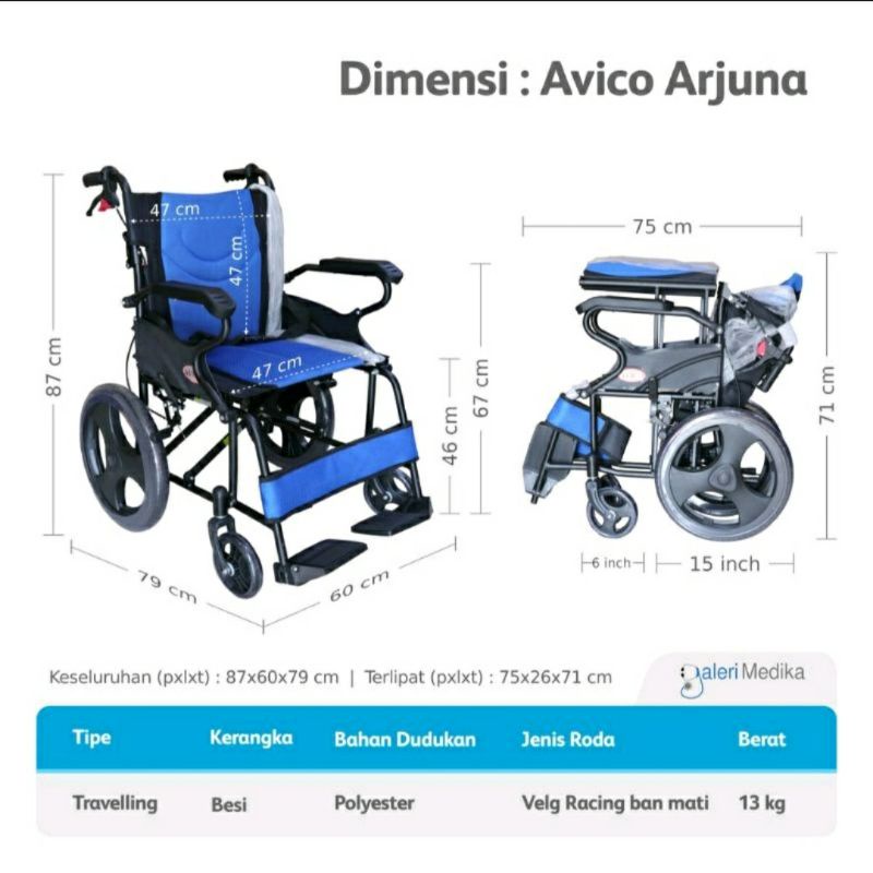 Jual kursi roda trevel kursi roda treveling kursi roda ringan kursi ...