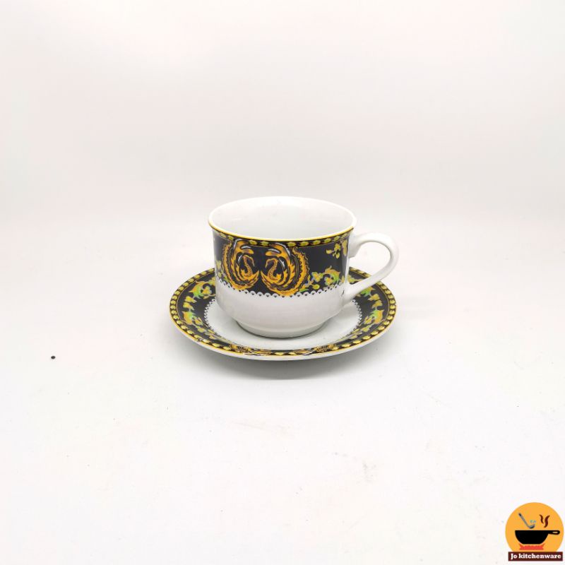 Jual Cangkir lepek set 6pcs model sango kembang mas batik MU1029 ...