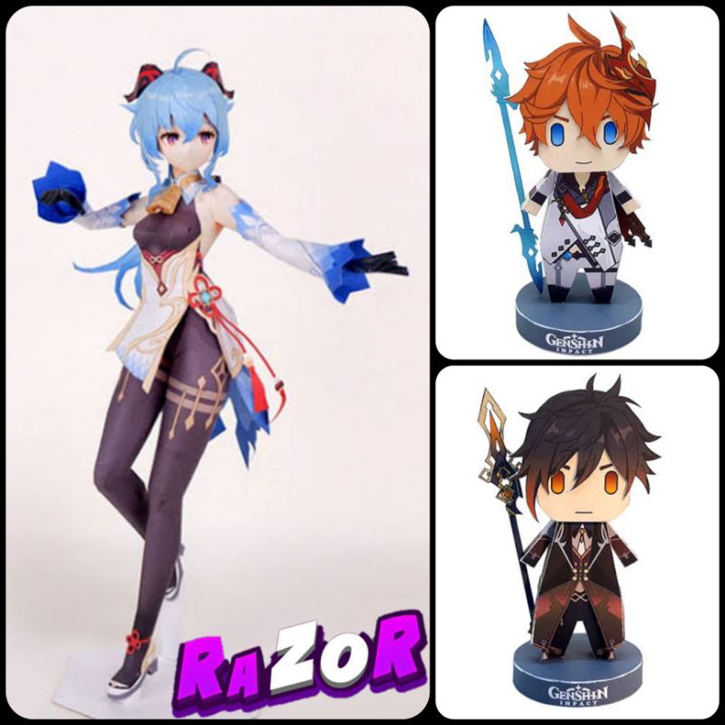Jual PaperCraft Gensin Impact , Action Figure , Diluc , Klee , Ganyu ...