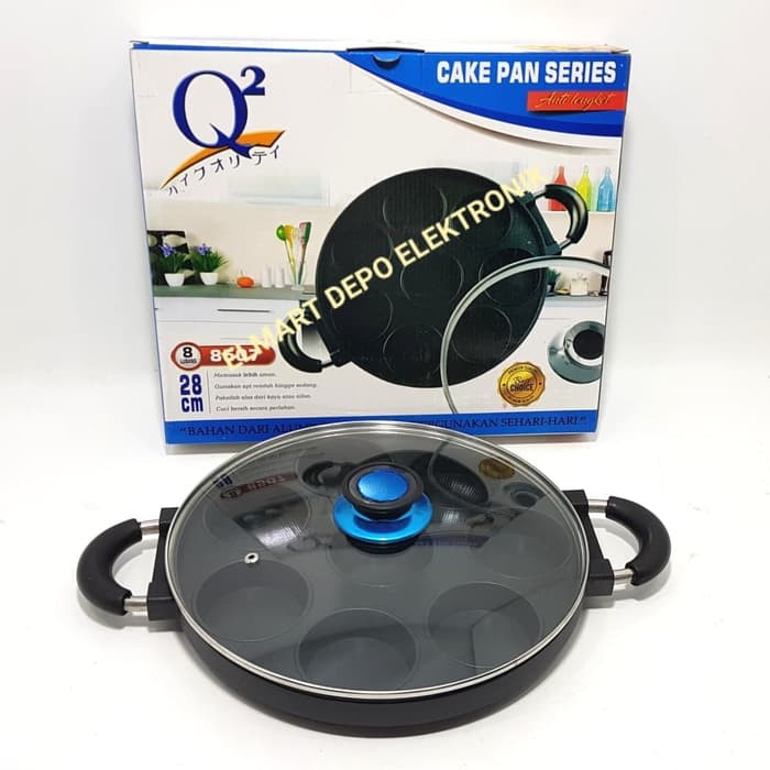 Jual Q2 cake pan series 8 lubang Q2 8507 wajan cetakan teflon kue apem ...