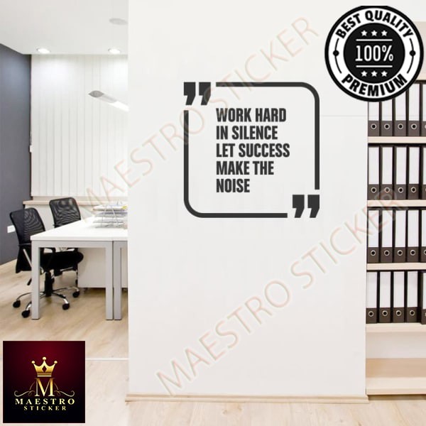 Jual Stiker Work Hard Silence Dinding Kaca Tembok Kantor Kamar Wall ...