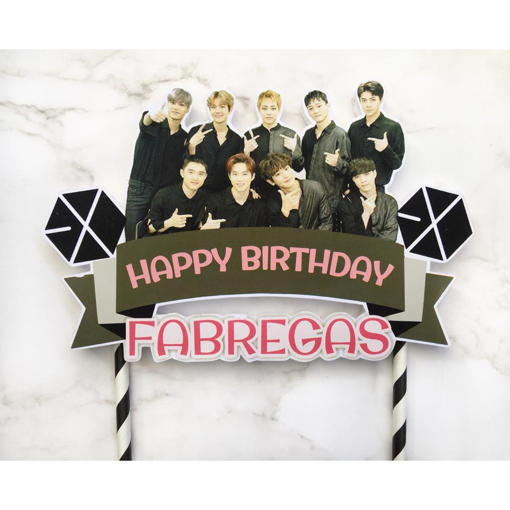 Jual Topper Banner HBD EXO utk hiasan cake ultah dll | Shopee Indonesia