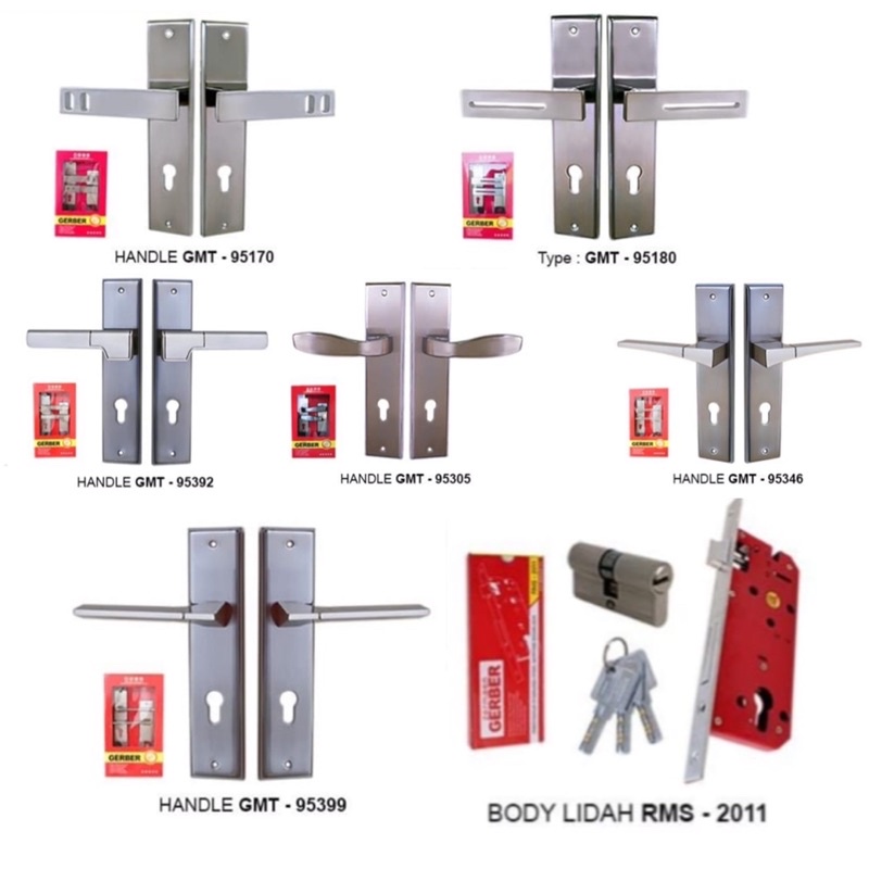Jual GERBER Set Pintu Pegangan dan Body Kunci Lidah Solid Aluminium ...