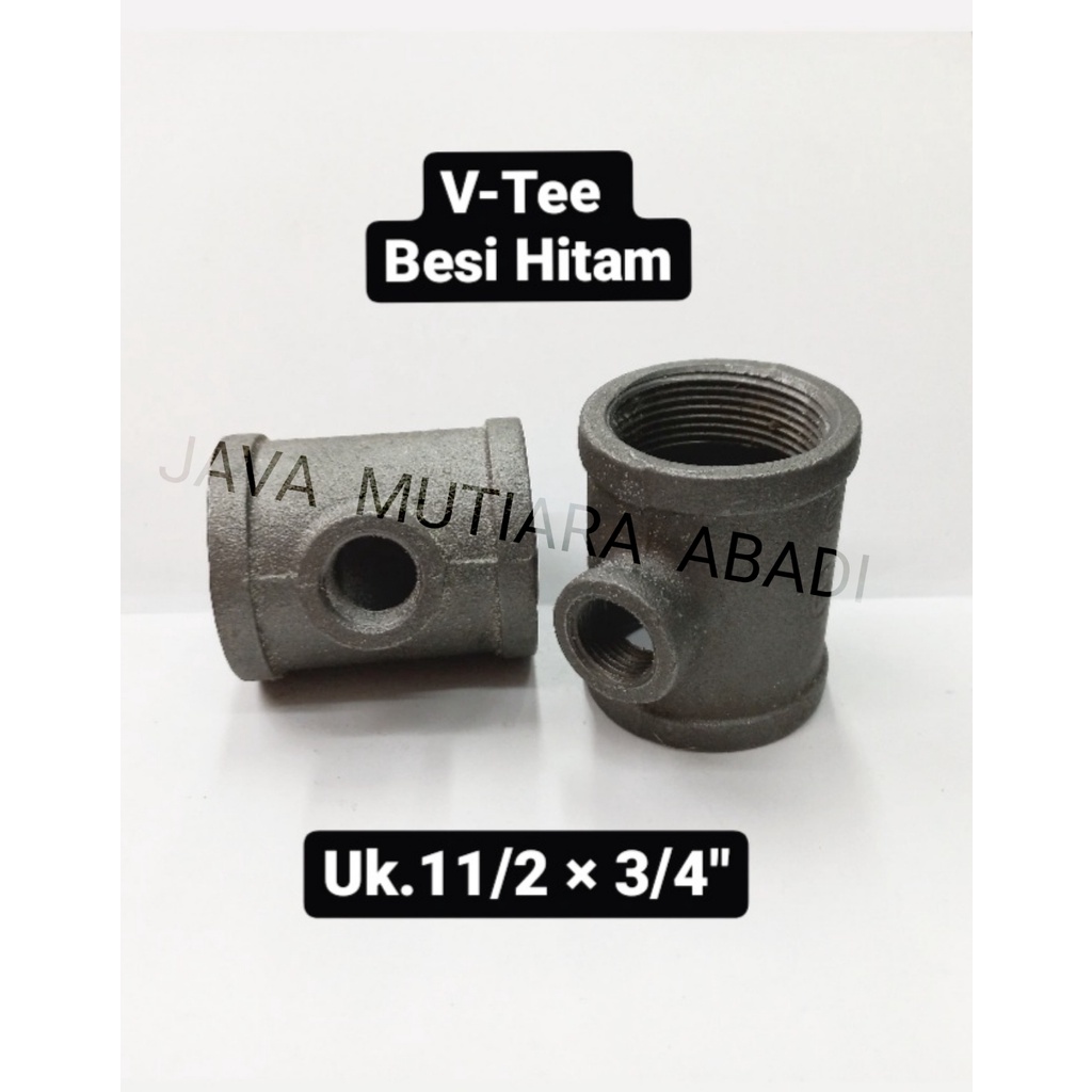 Jual Tee Reducer Galvanis Besi / Hitam 11/2 inch x 3/4 inch Drat BSPT ...