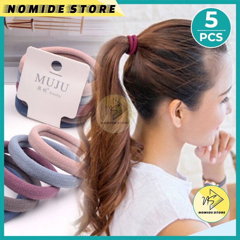 Jual Ikat Rambut Wanita Korea Polos 1 Set 5 Pcs Kunciran Rambut elastis ...