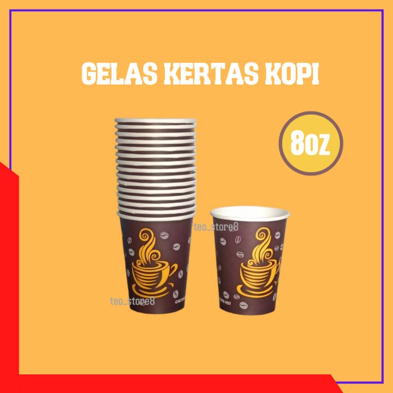 Jual Paper Cup Gelas Kertas Kopi Tahan Panas Motif 8 oz | Shopee Indonesia