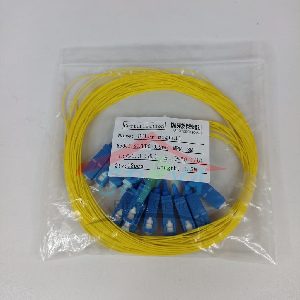 Jual Pigtail 0.9mm SC UPC Panjang 1.5M Kabel Pigtail SC UPC Fiber Optik ...