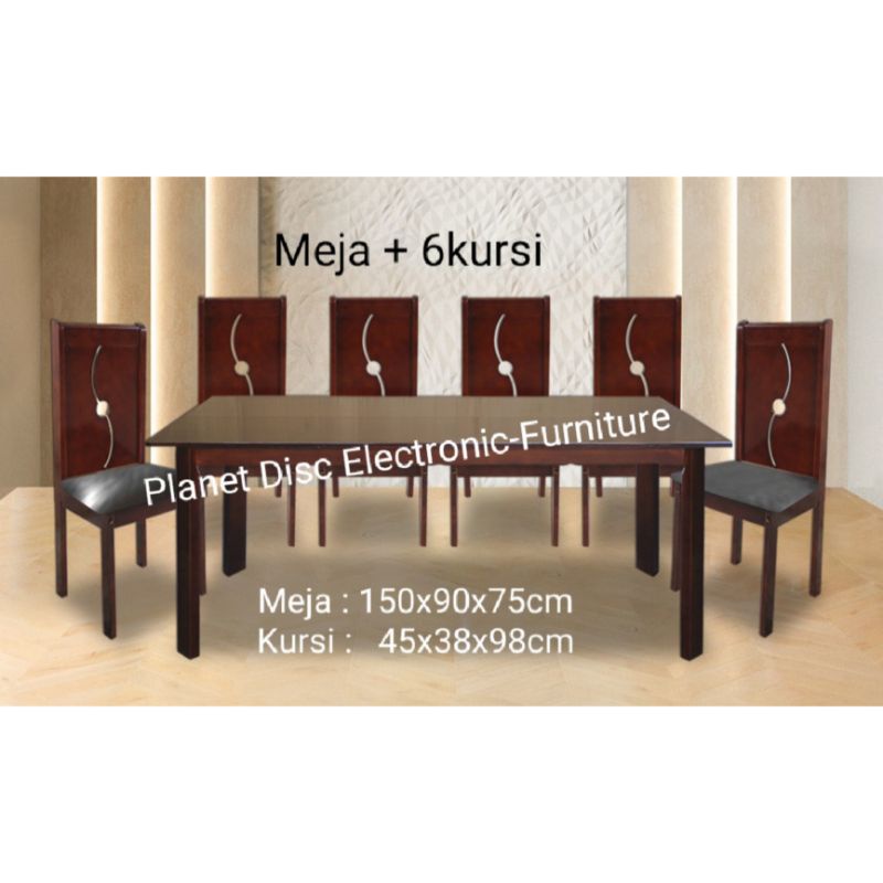 Jual Meja Makan 6kursi Kayu Solid Dining set 6person Dining Table Promo Murah | Shopee Indonesia