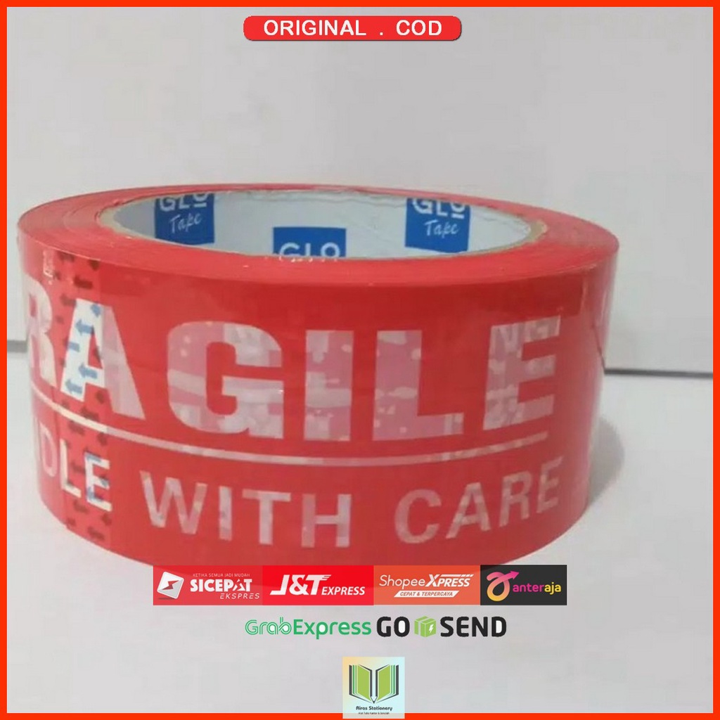 Jual Glotape Lakban Fragile 48mm x 90yard Merah | Shopee Indonesia