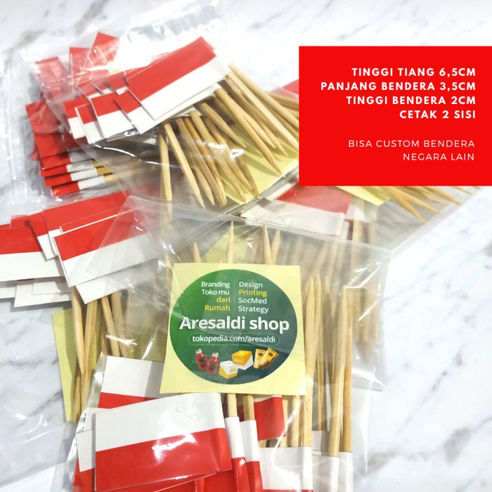 Jual Bendera Indonesia Mini Tusuk Gigi HUT RI 17 Agustus untuk Tumpeng ...