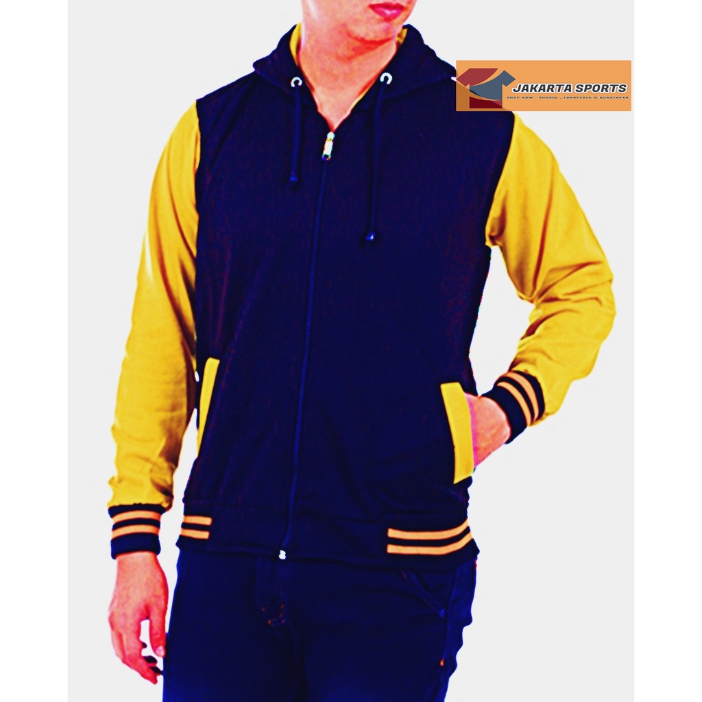 Jual RAGLAN HOODIE NAVY KUNING VARSITY UNISEX PRIA WANITA | Shopee ...