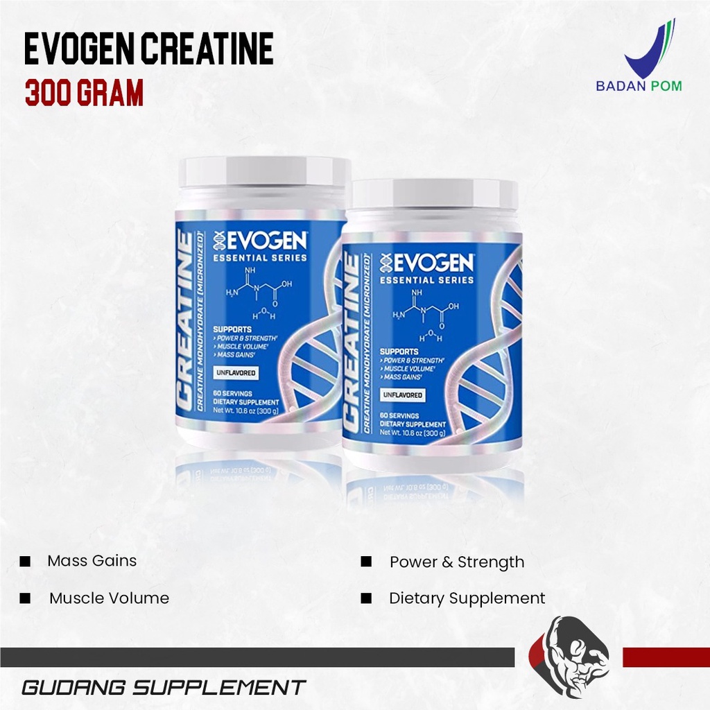 Jual Evogen Creatine 300 Gram Monohydrate Essential Series Creatine ...
