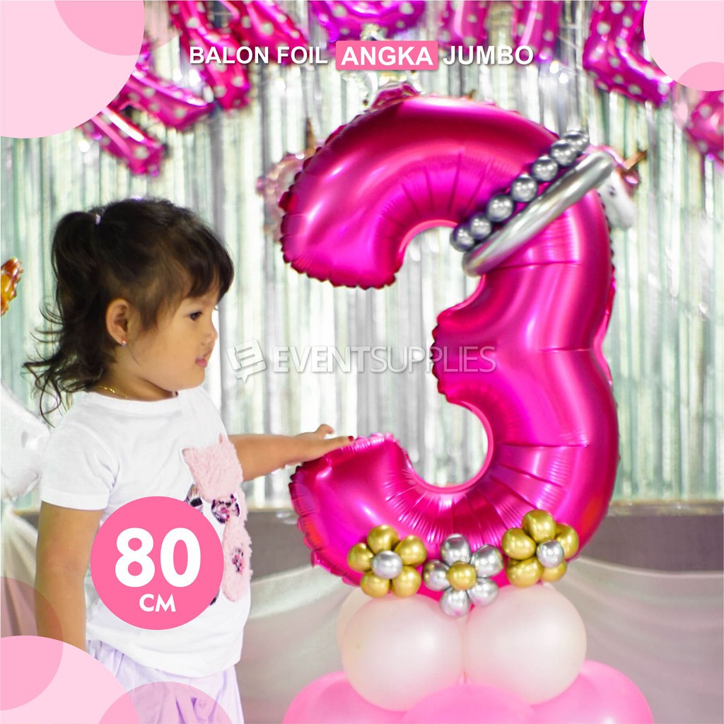 Jual [Polos Angka Saja] Balon Foil Angka Jumbo 80cm Besar Lengkap Warna ...