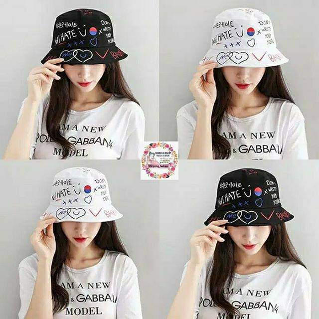 Jual Bucket Hats Korea (Black/white) | Shopee Indonesia