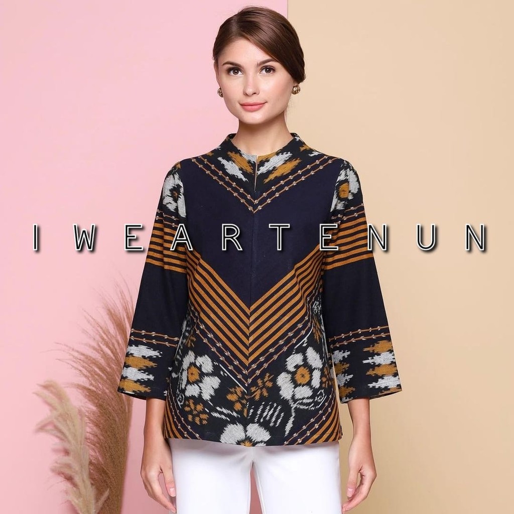 Jual BLUS TENUN IKAT JEPARA BUNGA LURIK GOLD | Shopee Indonesia