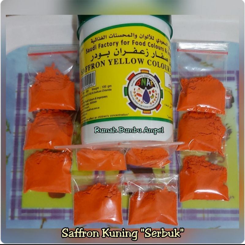 Jual Saffron Bubuk 100 Gram Botol (Orange, Kuning, Kuning Telur, Merah ...
