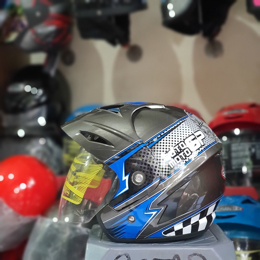 Jual HELM UKURAN BESAR XXL 05 MOTIF MOTO GP BLUE GREY | Shopee Indonesia