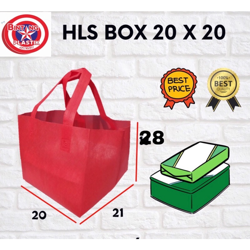 Jual Tas kain hajatan tas kotak nasi tas besek handle lipat samping box 20 x 20 x 28cm kotak ...