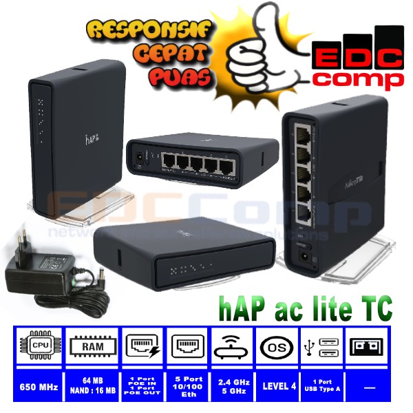 Jual Mikrotik RB952Ui-5ac2nD-TC Router Wireless hAP-AC-Lite-TC | Shopee ...