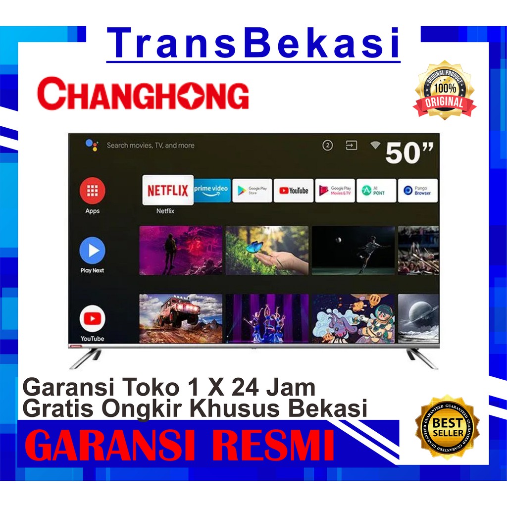 Jual TV LED CHANGHONG 50 Inch U50H7 - LED 4K UHD Android 9.0 Smart TV | Shopee Indonesia