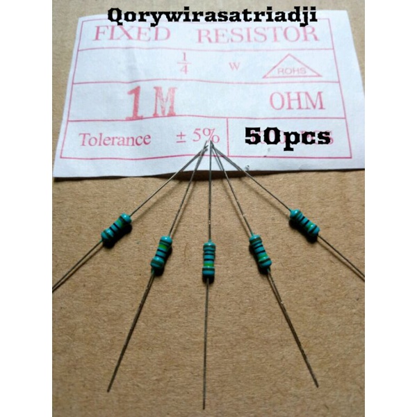 Jual Resistor 1 M Ohm Resistor 1 Mega Ohm 1/4 Watt 50pcs | Shopee Indonesia