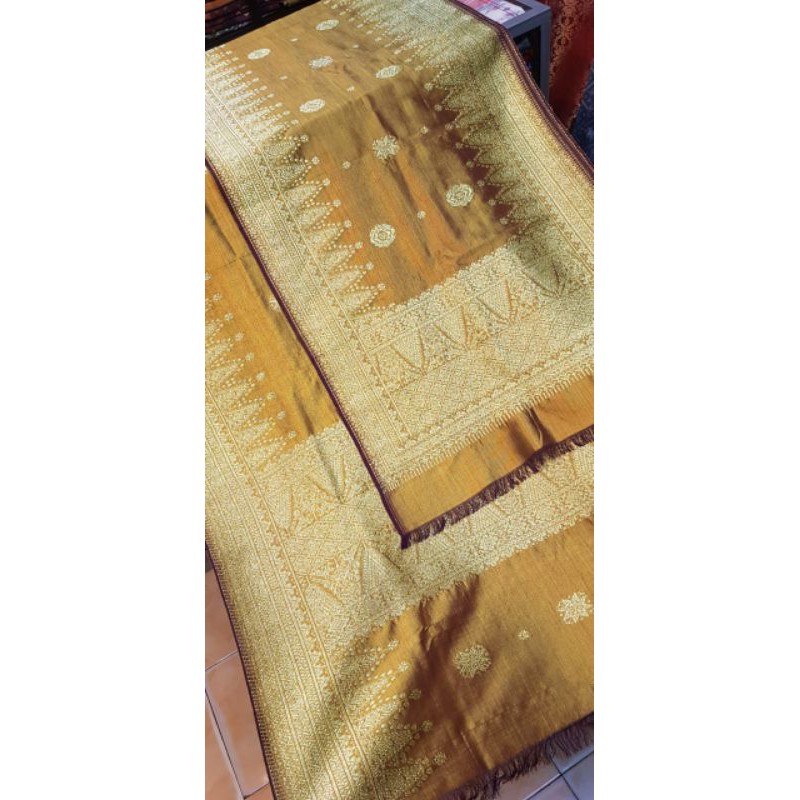 Jual Songket palembang asli sutra 2 helai cantik manis champagne ...