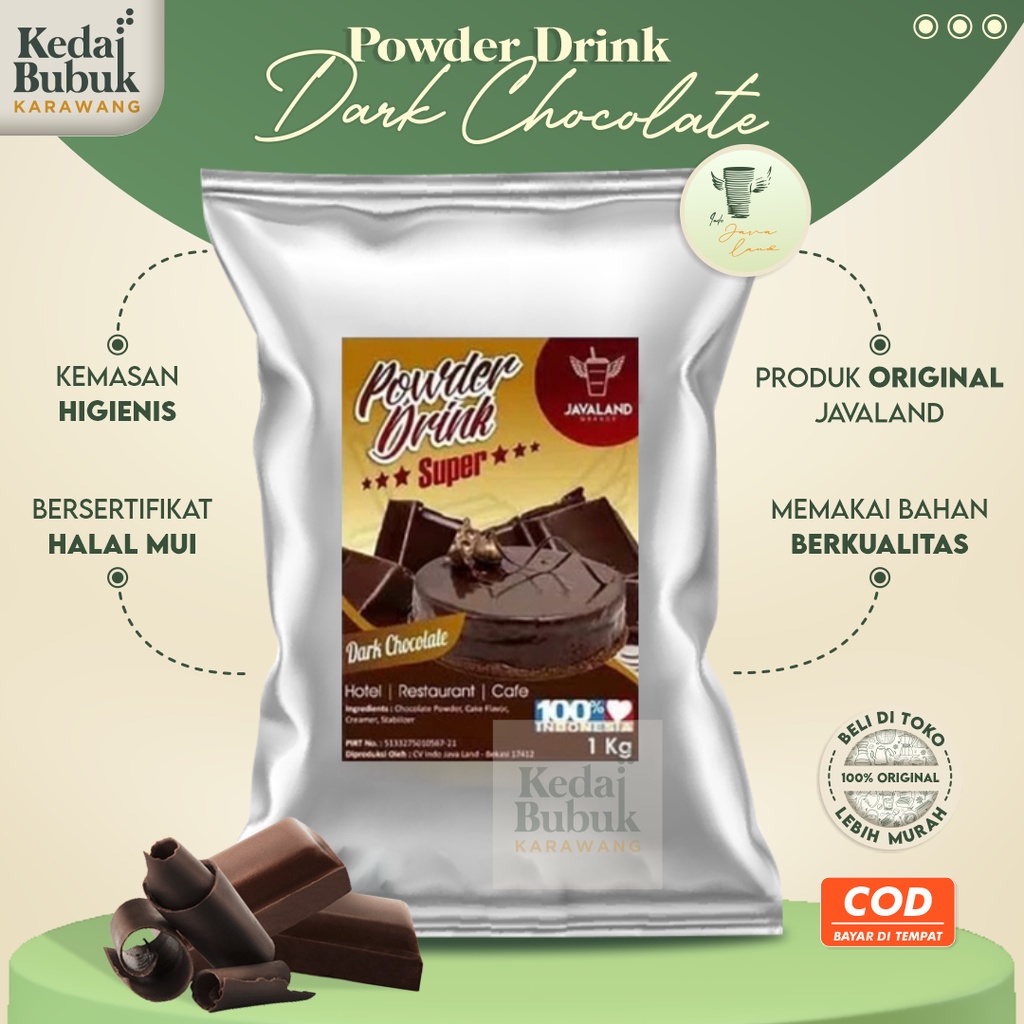 Jual bubuk minuman super Dark Choco 1kg Javaland | Shopee Indonesia