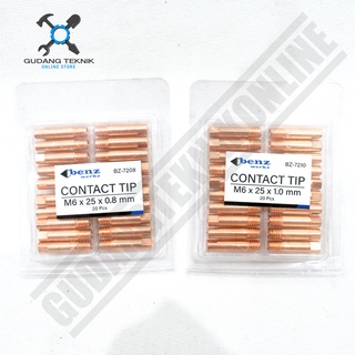 Jual Contact Tip 0.8mm M6x25 RHINO BENZ BZ7208 / Kontak Tip 1mm BZ7210 - Spuyer Las Mig 130 BENZ ...