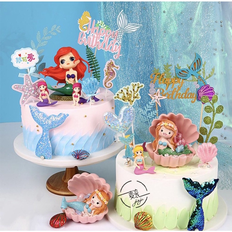 Jual Topper kue bentuk ekor / mermaid tail green / hijau bahan sequin ...