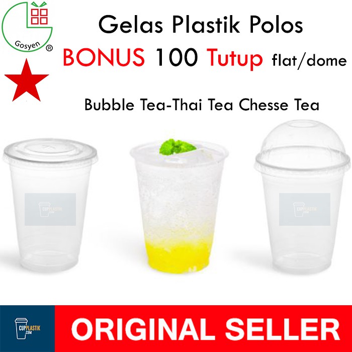 Jual Gelas Thai Tea Bubble Tea 16 oz 480 ml Merek Gosyen Bonus Tutup ...