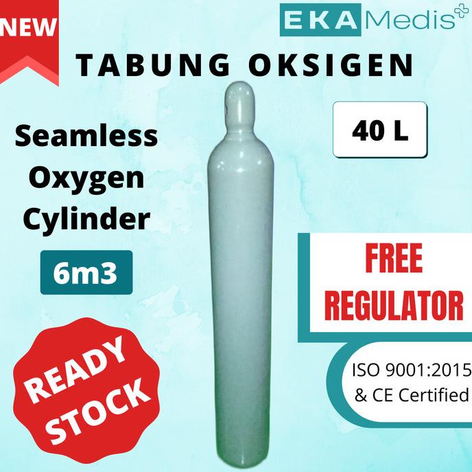 Jual Tabung Oksigen Medis Seamless Oxygen Cylinder 40L + Regulator ...