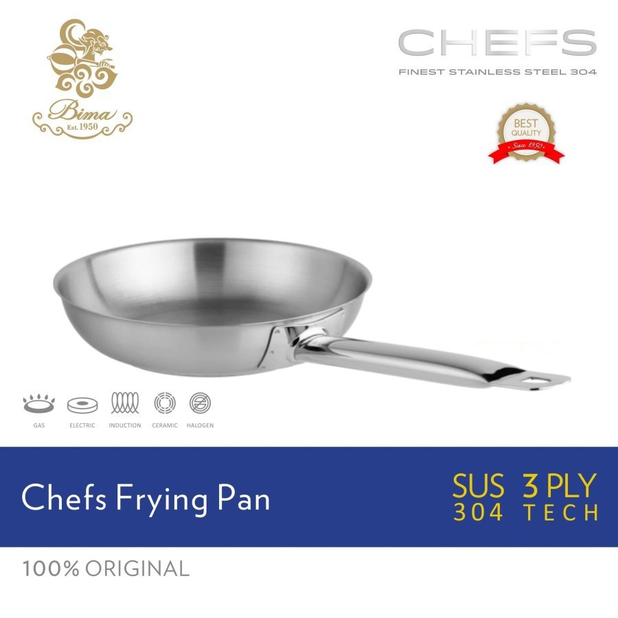 Jual Frypan Stainless Bima Chef Frying pan Stainless 28 Cm 32cm Wajan Kuali Penggorengan Pan SUS ...