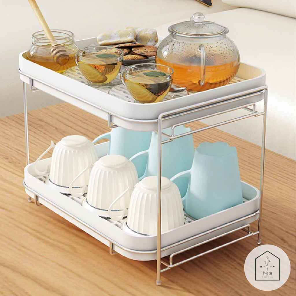 Jual [IVY] RAK DAPUR PIRING GELAS SILVER ROSE GOLD / RAK SERBAGUNA ...