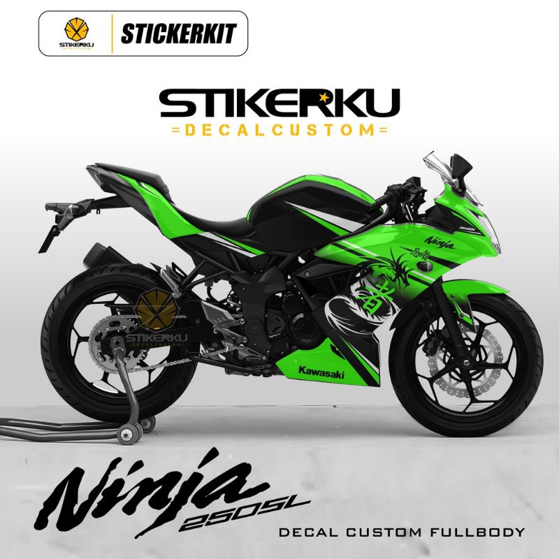 Jual decal ninja mono full body/ decal ninja 250 mono/ sticker ninja ...