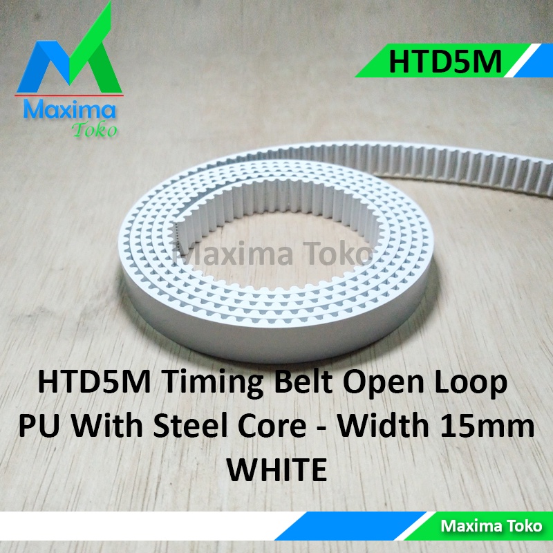 Jual HTD5M Timing Belt Open Loop PU Polyurethane Steel Core HTD 5M Lebar 15mm Pitch 5mm White ...