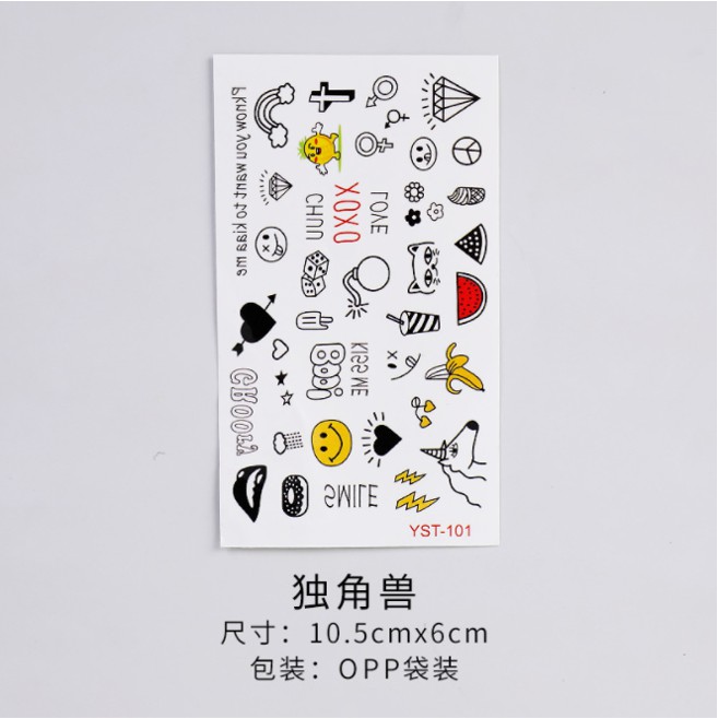 Jual Sticker Mini Cartoon Kartun Tatto Simple Lucu Beragam Model ...