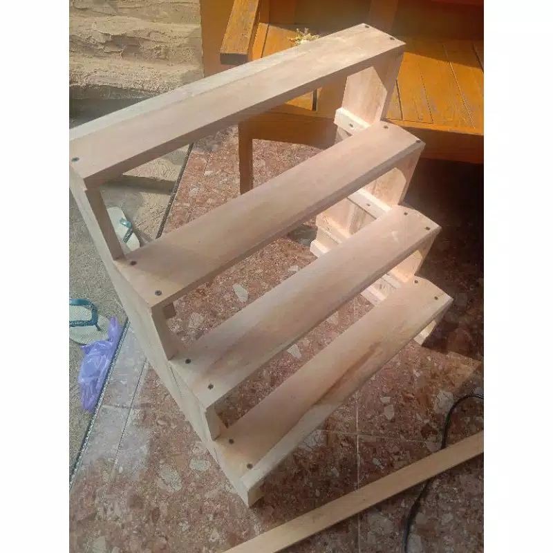 Jual rak bunga susun jati Belanda anak tangga rak bunga minimalis ...