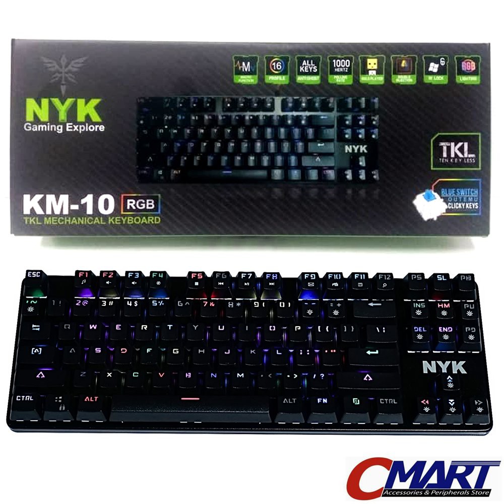 Jual NYK KM-10 RGB TKL Mechanical Gaming Keyboard KM10 BLUE Switch ...