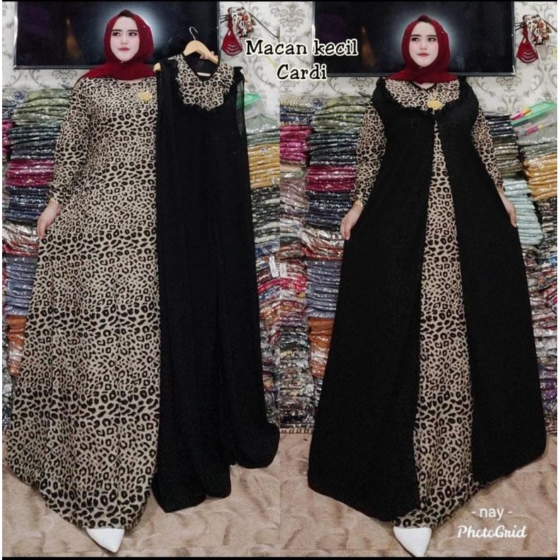Jual Gamis Indian hindy Macan Golden 2set gamis cardi | Shopee Indonesia