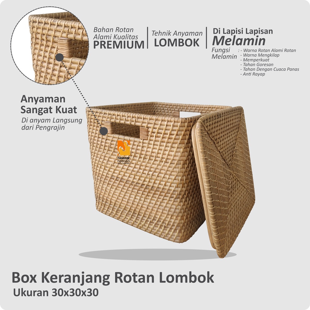 Jual TERMURAH Keranjang Wadah Kotak Bulat Gentong Box Rotan Eceng ...