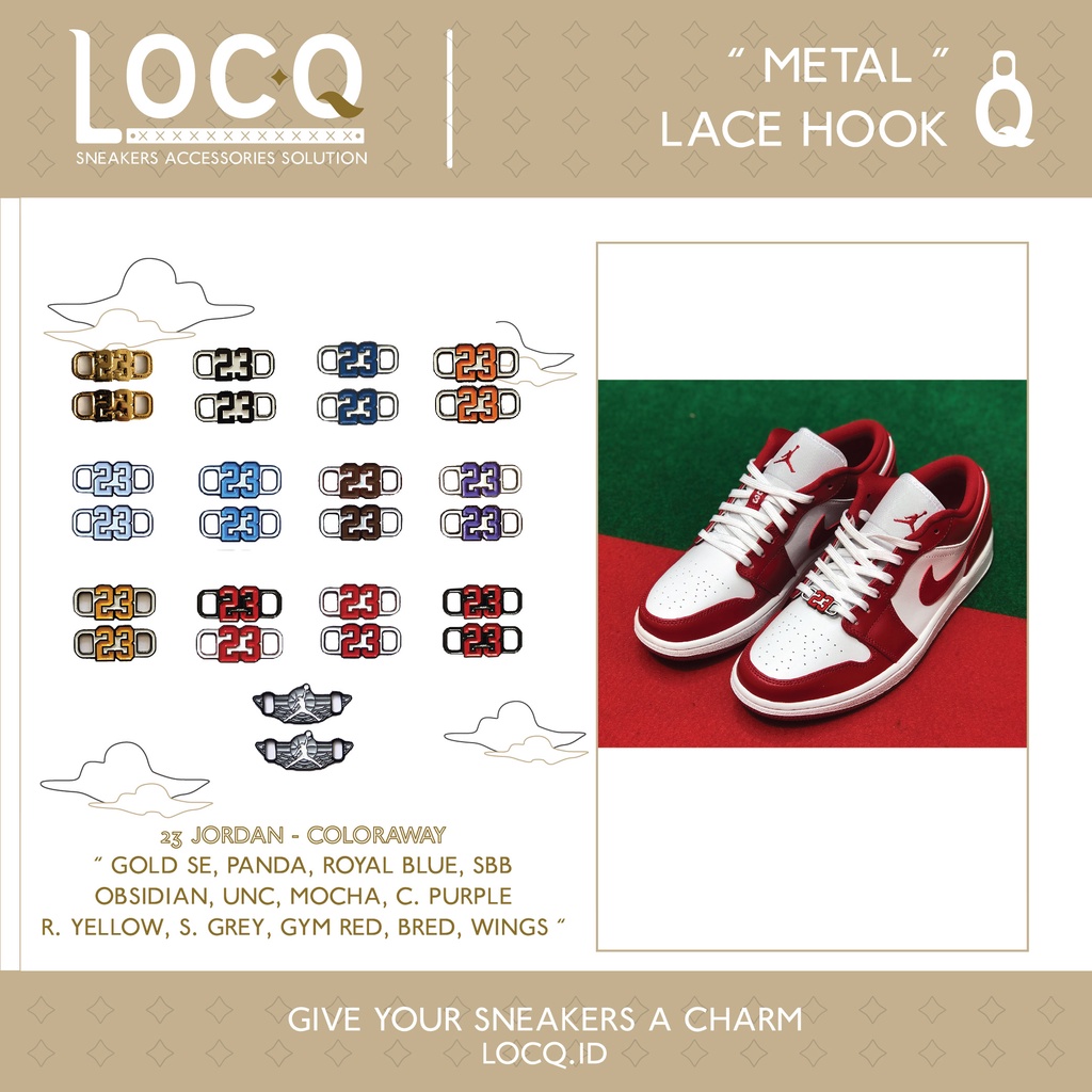 Jual Aksesoris Tali Sepatu Metal Gacha Lace locks Jordan 23 | Warna ...