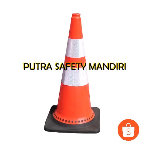 Jual TRAFFIC CONE RUBBER 75 CM KERUCUT PEMBATAS JALAN PORTABLE SAFETY LALU LINTAS BASE HITAM ...