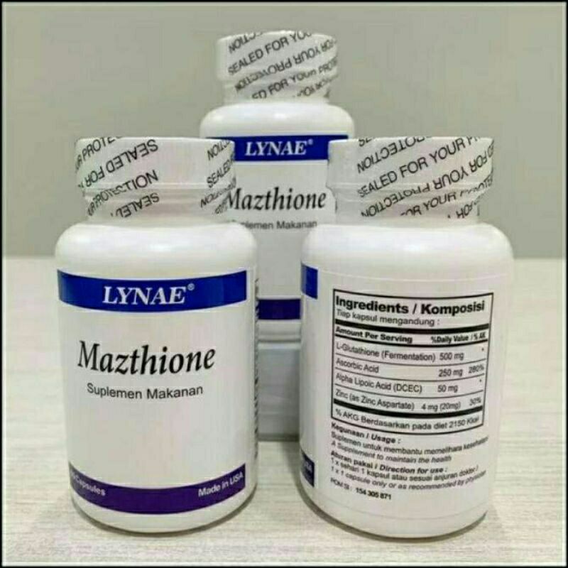 Jual Mazthione Original USA Suplemen Kecantikan Obat Pemutih Badan (60 Kapsul) Asli LYNAE ...