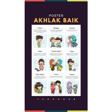 Jual Poster Anak Adab Islam, Akhlak Baik, Kalimat Thayyibah, Rukun ...