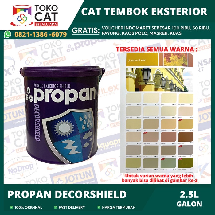 Jual CAT TEMBOK LUAR PROPAN DECORSHIELD (BISA REQUEST WARNA) 2.5L GALON | Shopee Indonesia