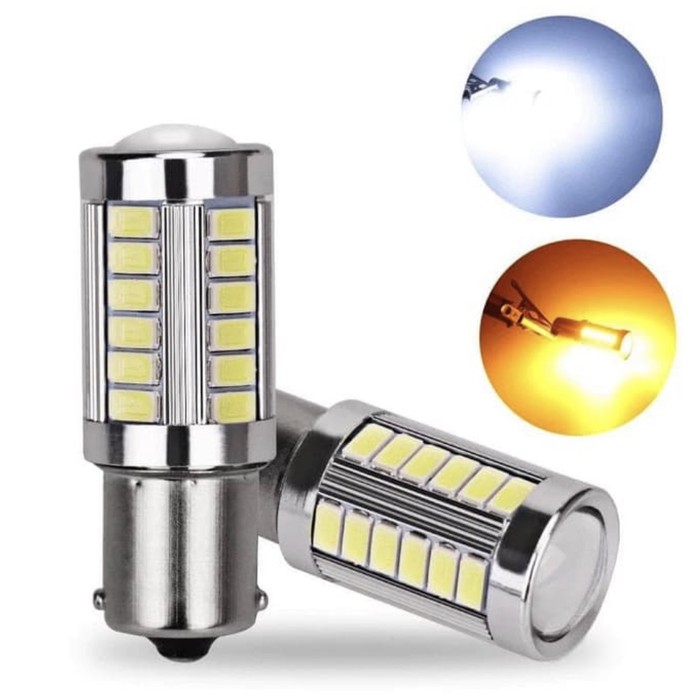 Jual Lampu Sign Mundur Mobil Bayonet 1156 BA15S 180° 33 SMD FLASH KEDIP ...